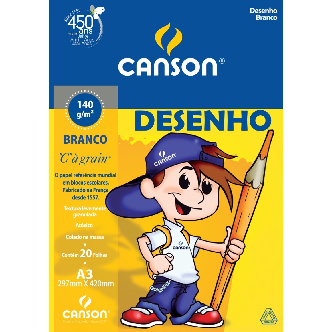 Papel Canson Escolar Criativo 8 Cores A3 80g Pacote Com 32 Folhas
